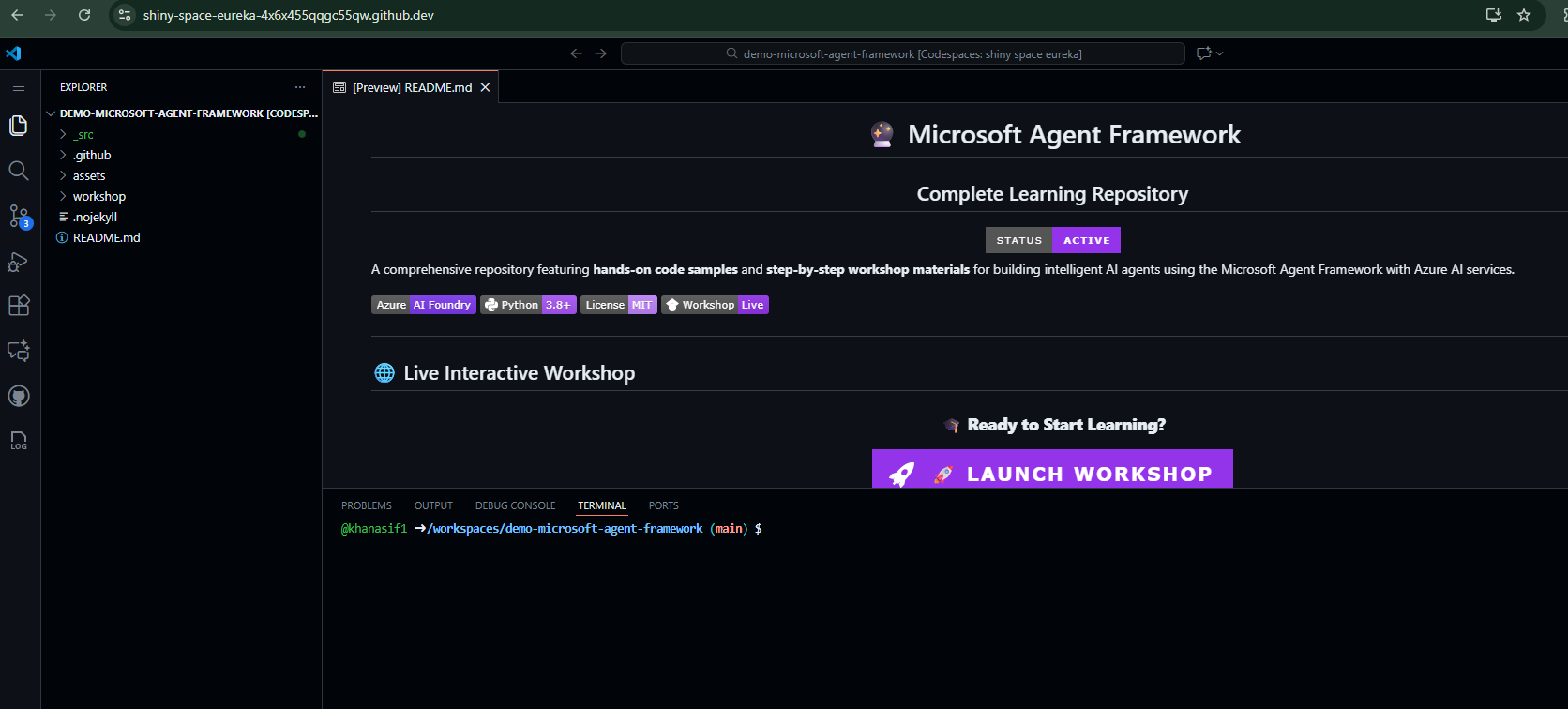 Codespaces Setup - Microsoft Agent Framework Workshop